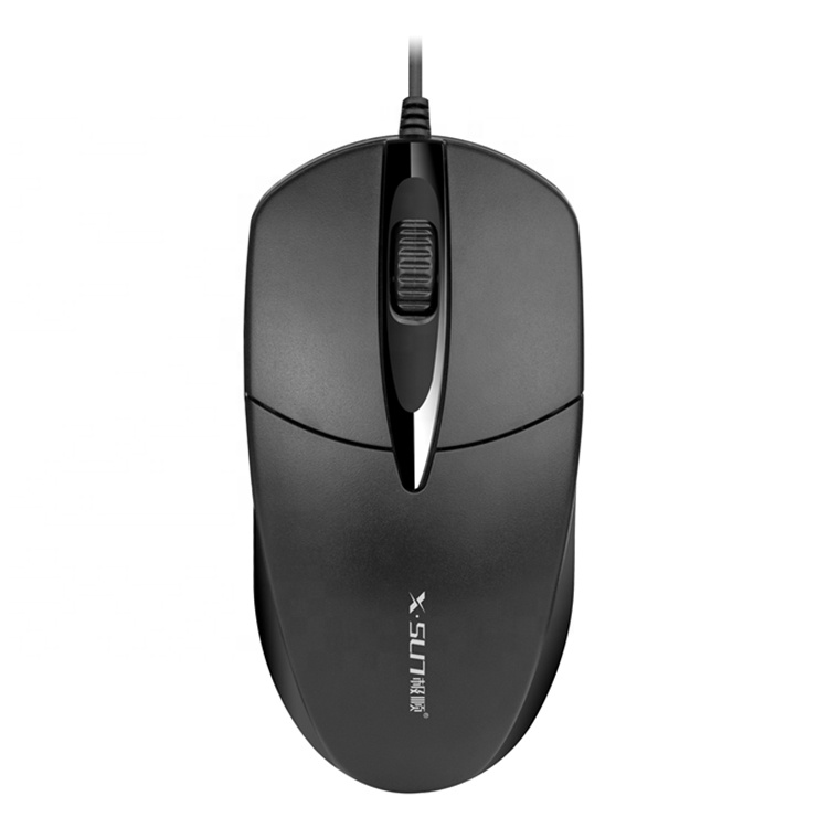 Fashion business black wired computer mouse